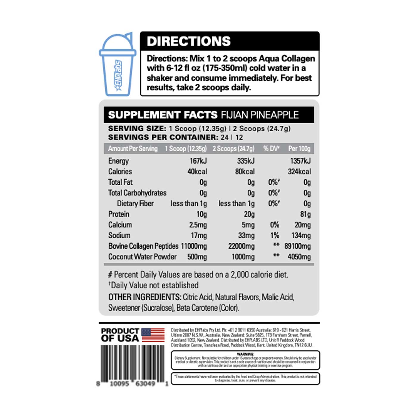 EHPLabs Aqua Collagen Protein + Hydration — Wicked NRG Supplements ...